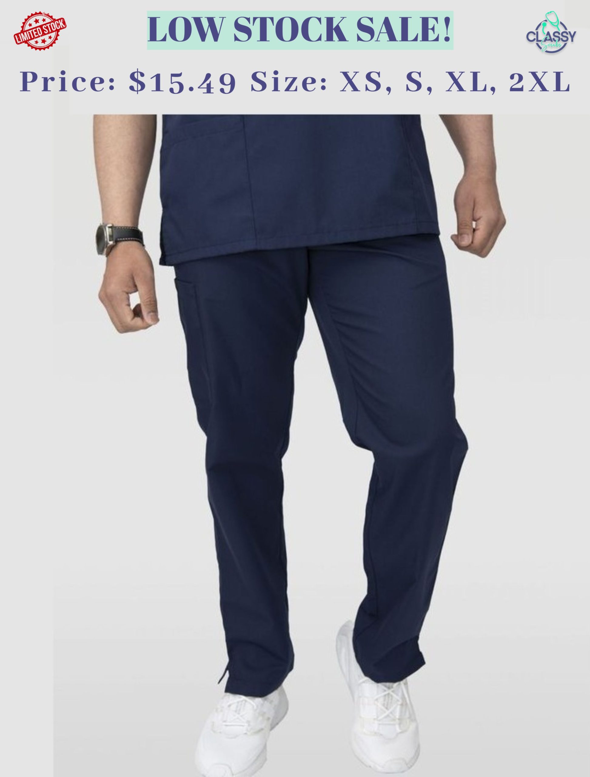 Stylish Nurse Pants with Reflect Tape - Classy Scrubs